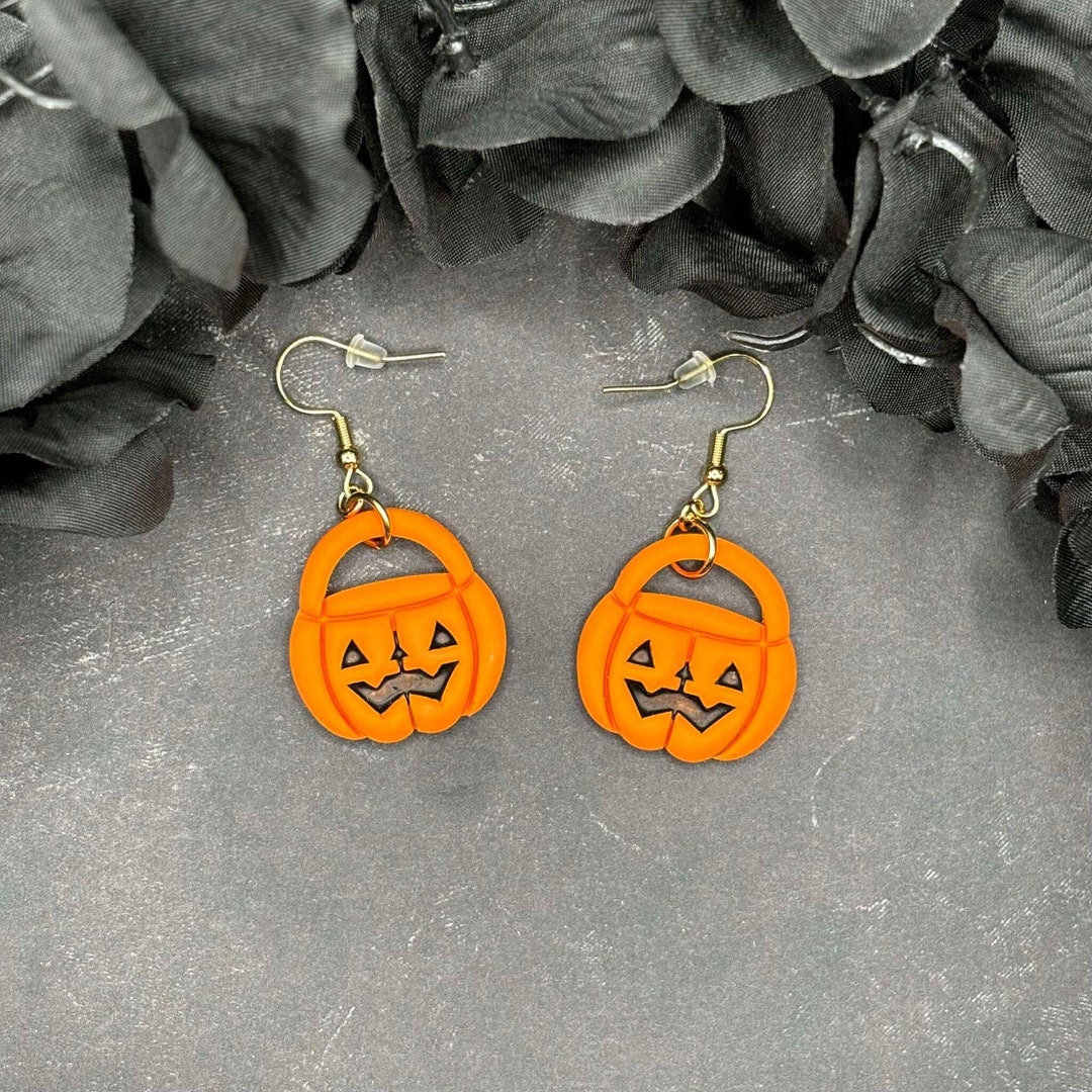 Jack O' Lantern Trick-or-treat Basket Dangle Earrings – Halloween ...