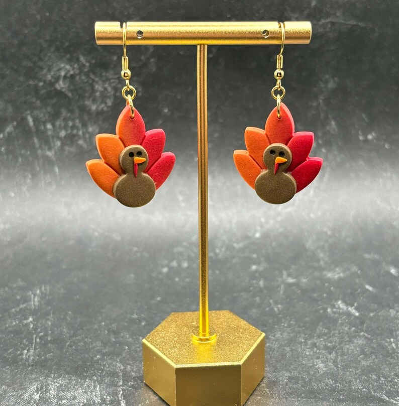 Festive Thanksgiving Turkey Polymer Clay Dangle Earrings - Cute Fall ...