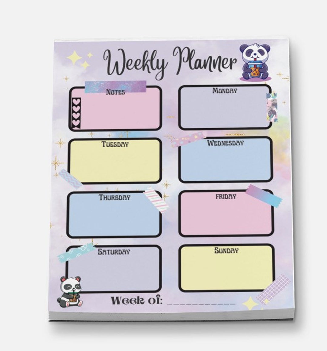 Cute Panda Weekly Planner 5x7 Size - Etsy