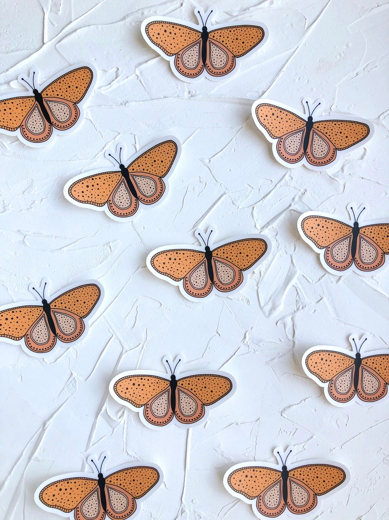 Butterfly Sticker Clear Sticker Orange Butterfly Sticker | Etsy