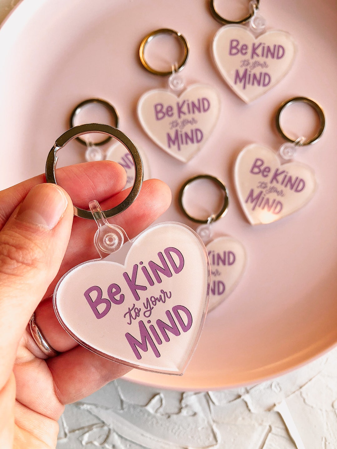 Heart Keychain Be Kind to Your Mind Keychain for Women Self - Etsy