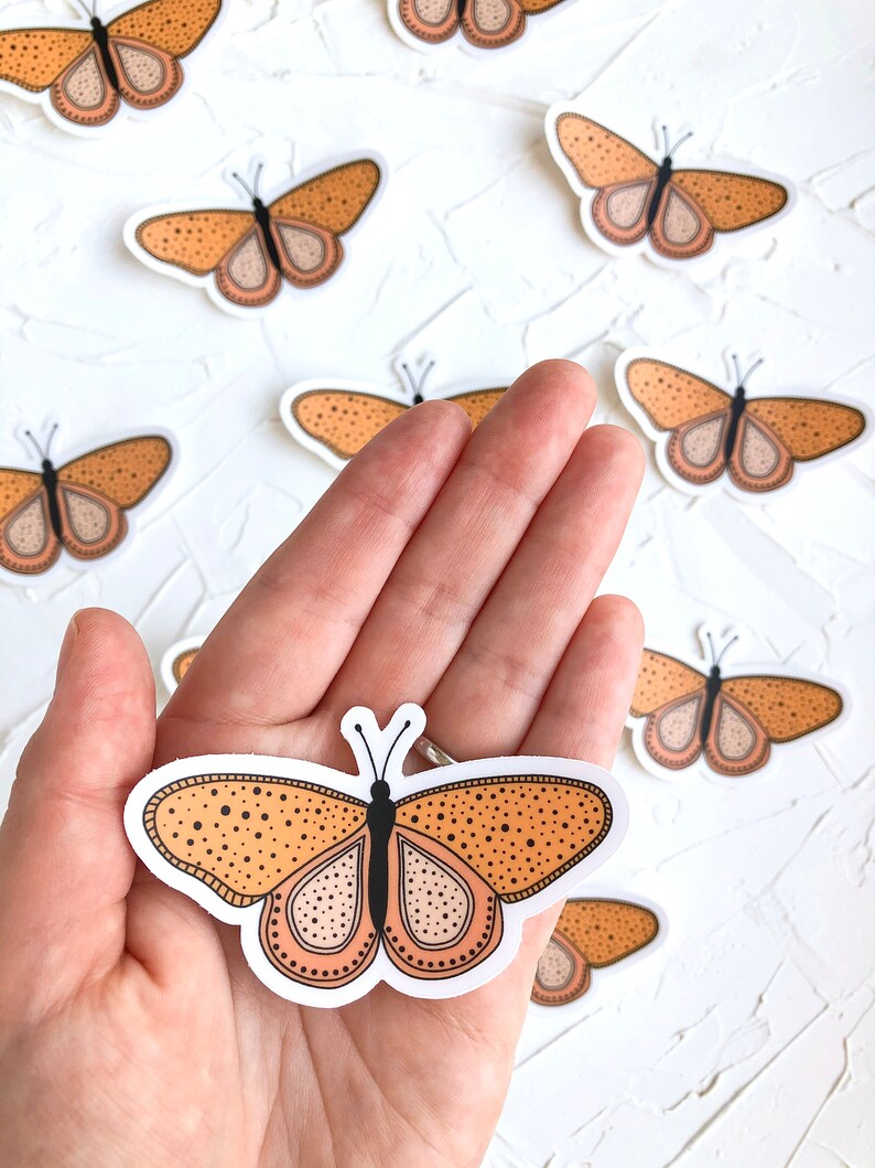 Butterfly Sticker Clear Sticker Orange Butterfly Sticker | Etsy