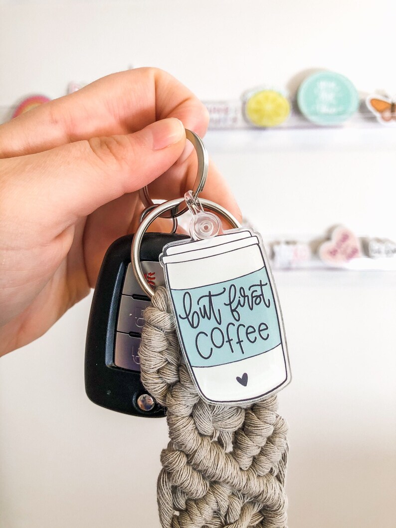 Coffee Keychain Keychain for Women but First Coffee Coffee - Etsy