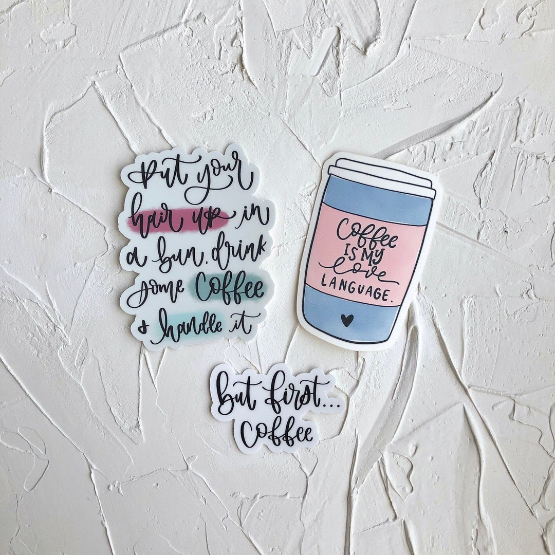 Coffee Sticker Pack, Die Cut Sticker, Waterproof Sticker, Coffee ...