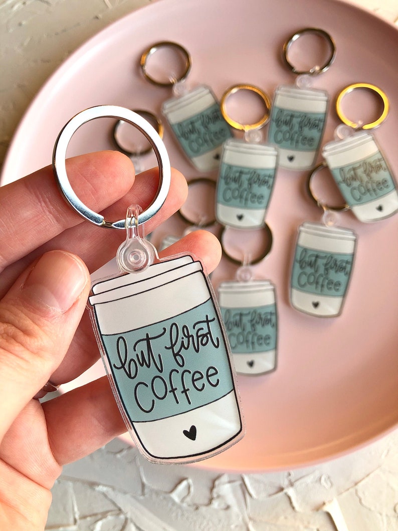 Coffee Keychain Keychain for Women but First Coffee Coffee - Etsy