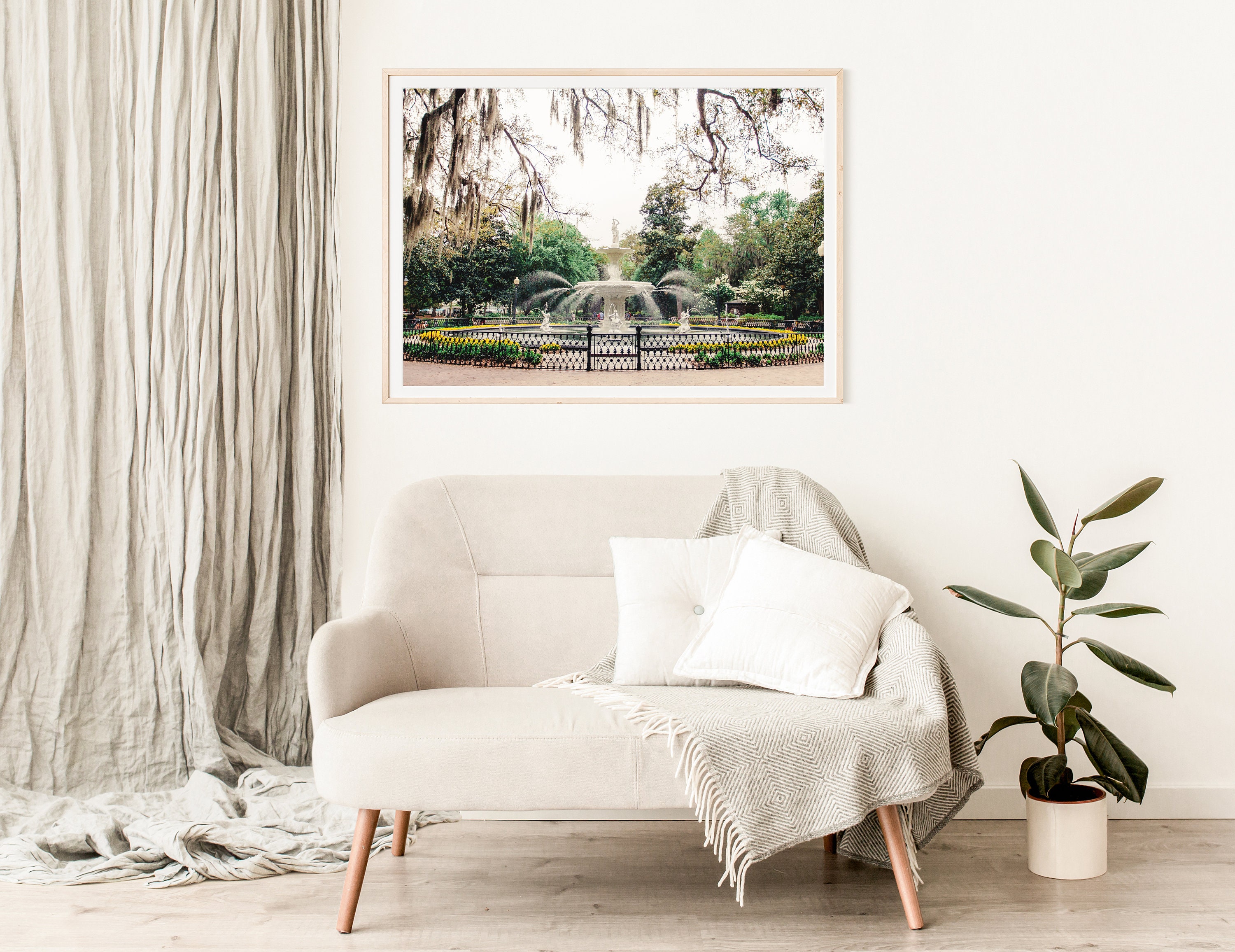 Savannah Art Print Forsyth Fountain Fine Art Print Black & - Etsy