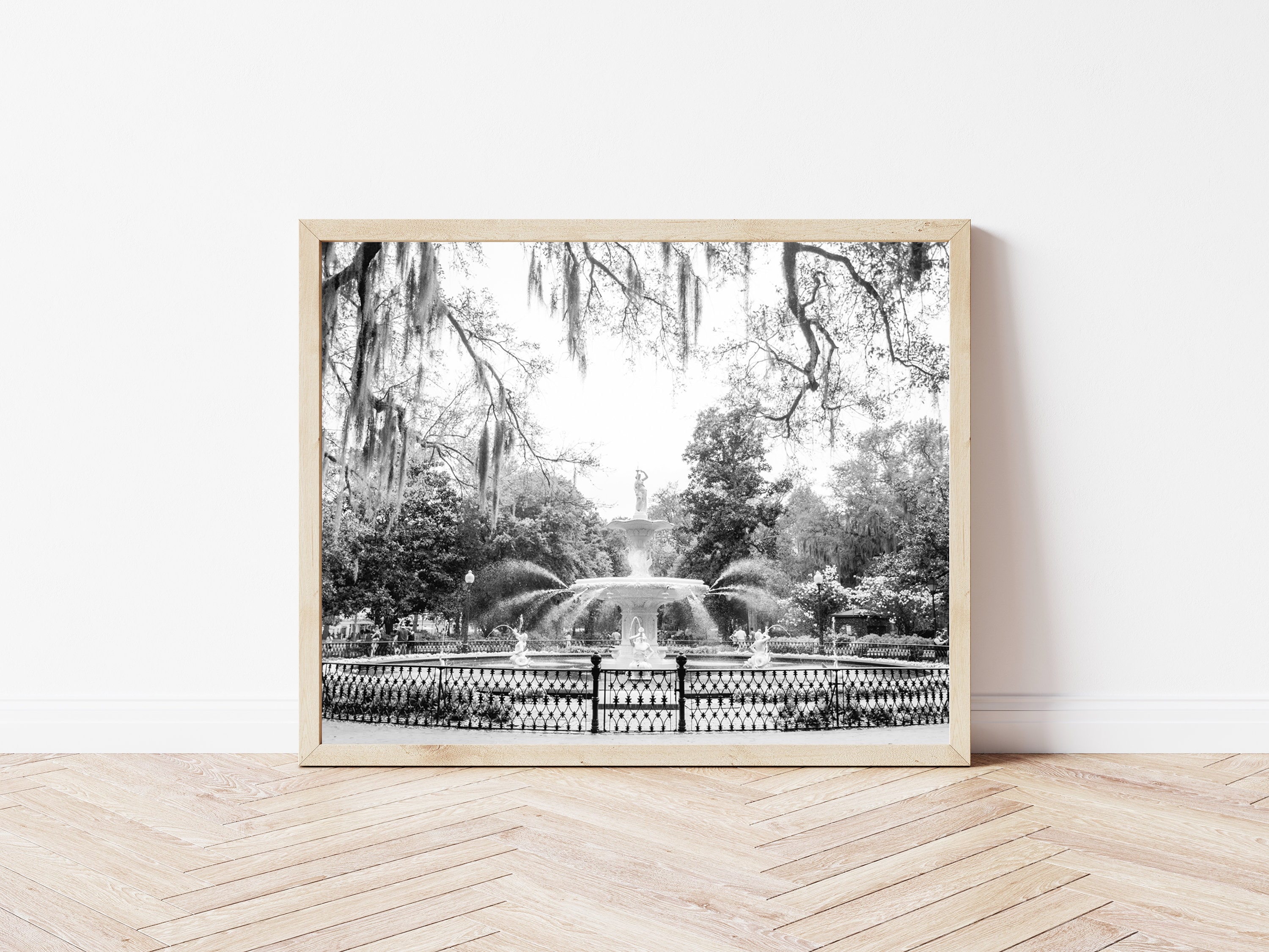 Savannah Art Print Forsyth Fountain Fine Art Print Black & - Etsy