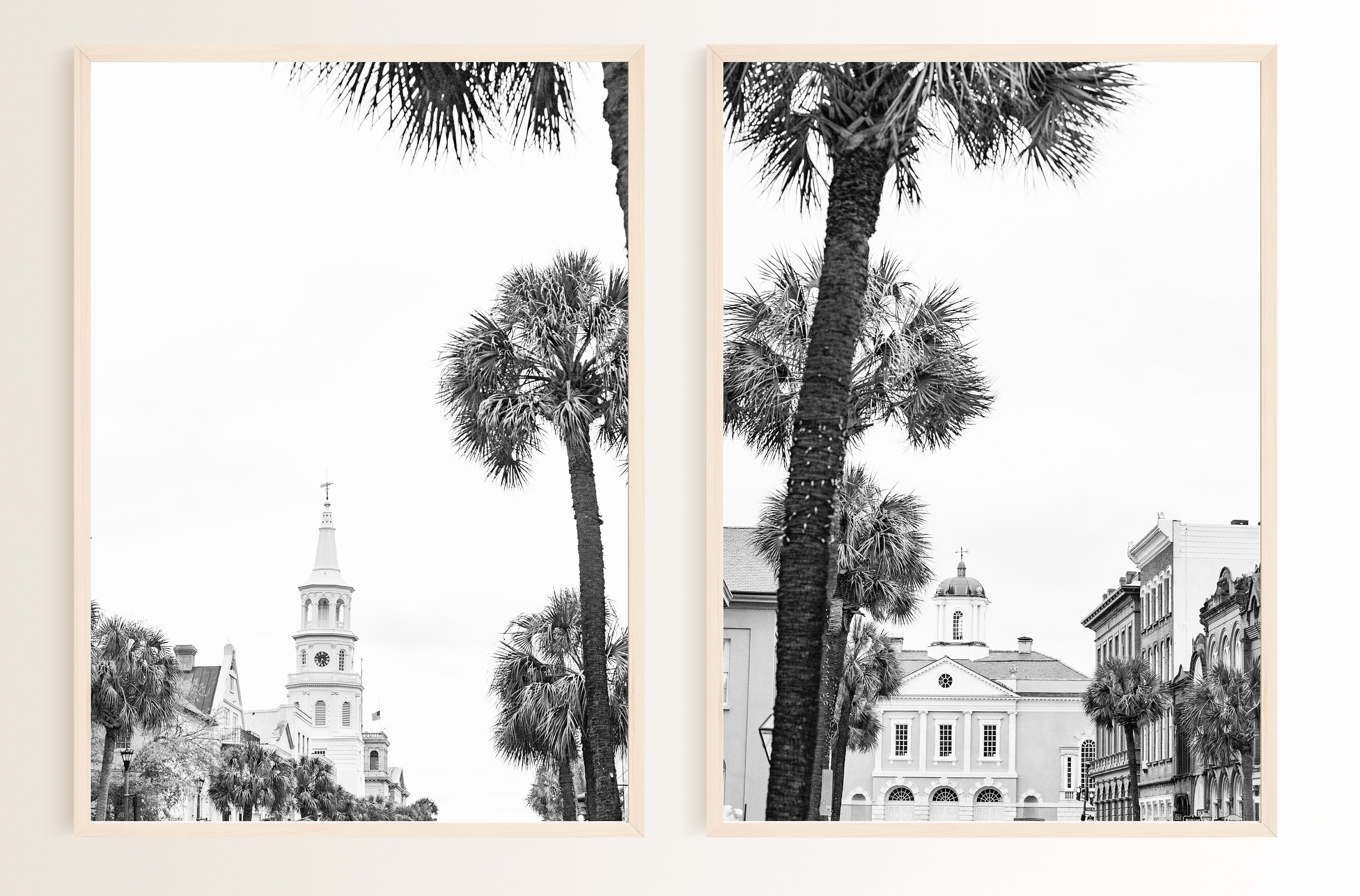 Charleston Photo Print Set of 2 Coastal Decor Black & White | Etsy
