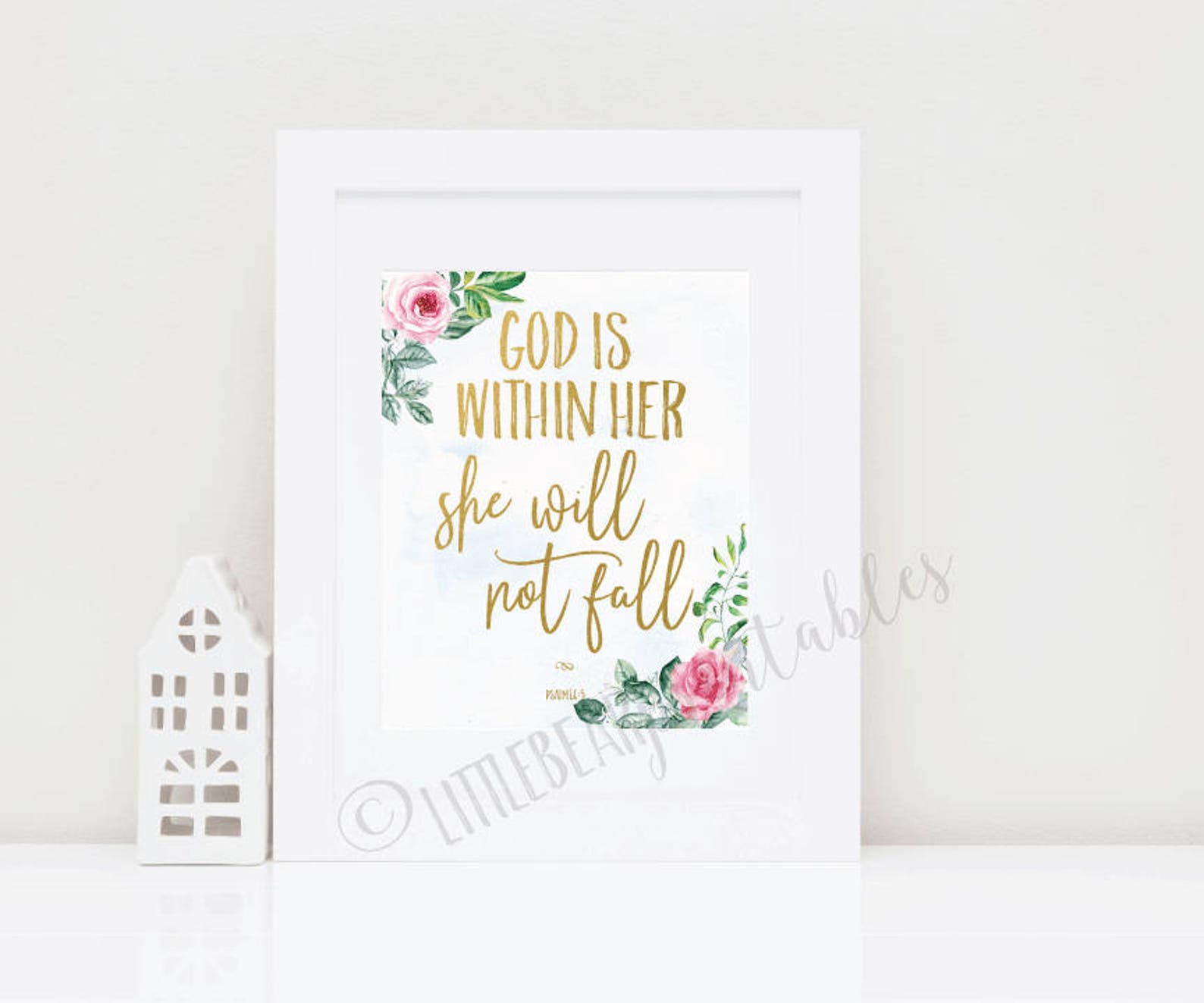 God is Within Her She Will Not Fall, Bible Verse Quote, Printable Wall ...
