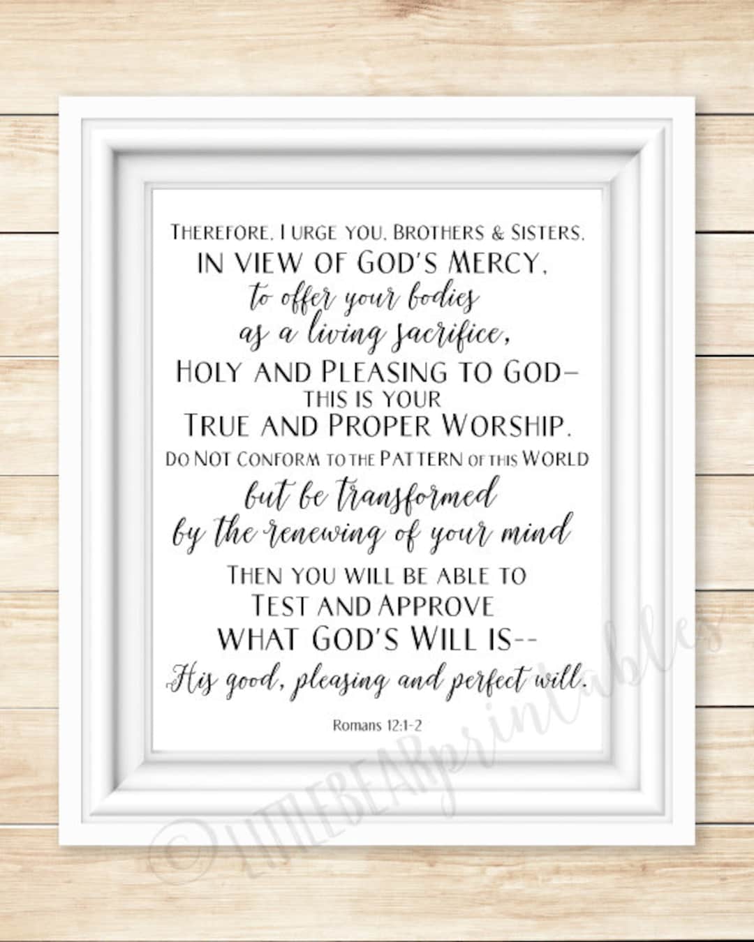 Romans 12:1-2, Printable Bible Verse, Be Transformed by the Renewing of ...