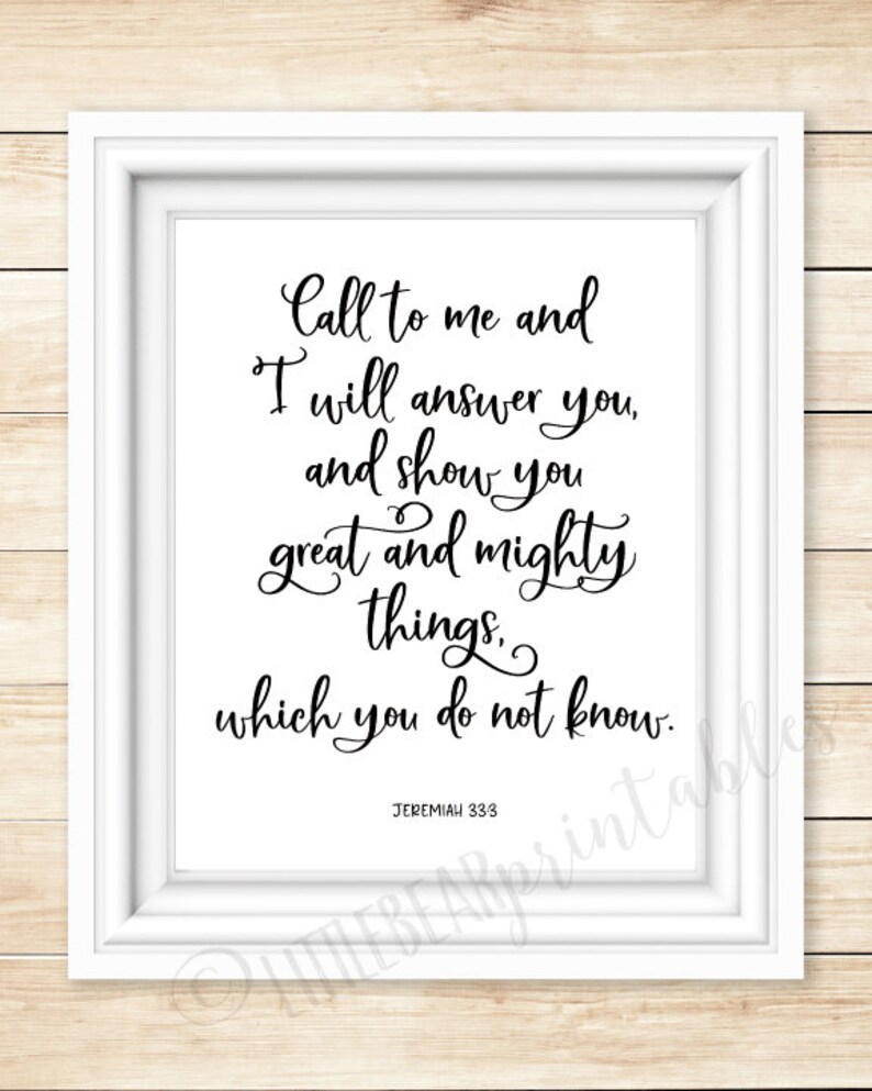 Jeremiah 33:3 printable bible verse Call to me and I will | Etsy