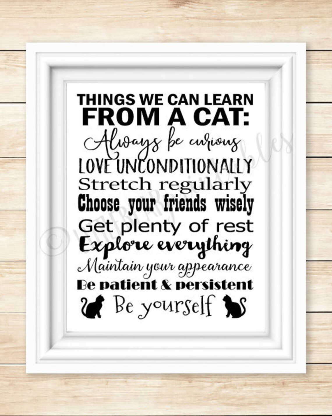Things We Can Learn From a Cat List I Love My Cat Home | Etsy