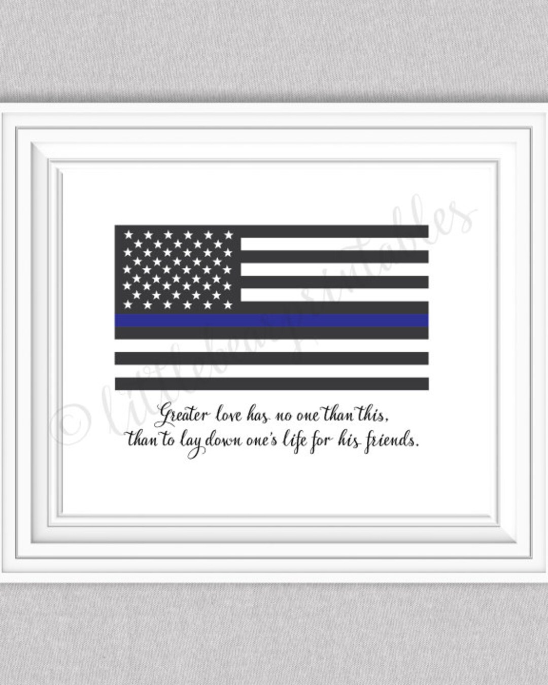Printable Thin Blue Line Flag, Police Officer, Police Officer Gifts ...