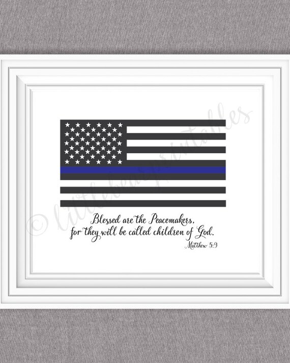 Printable thin blue line flag police officer police officer | Etsy