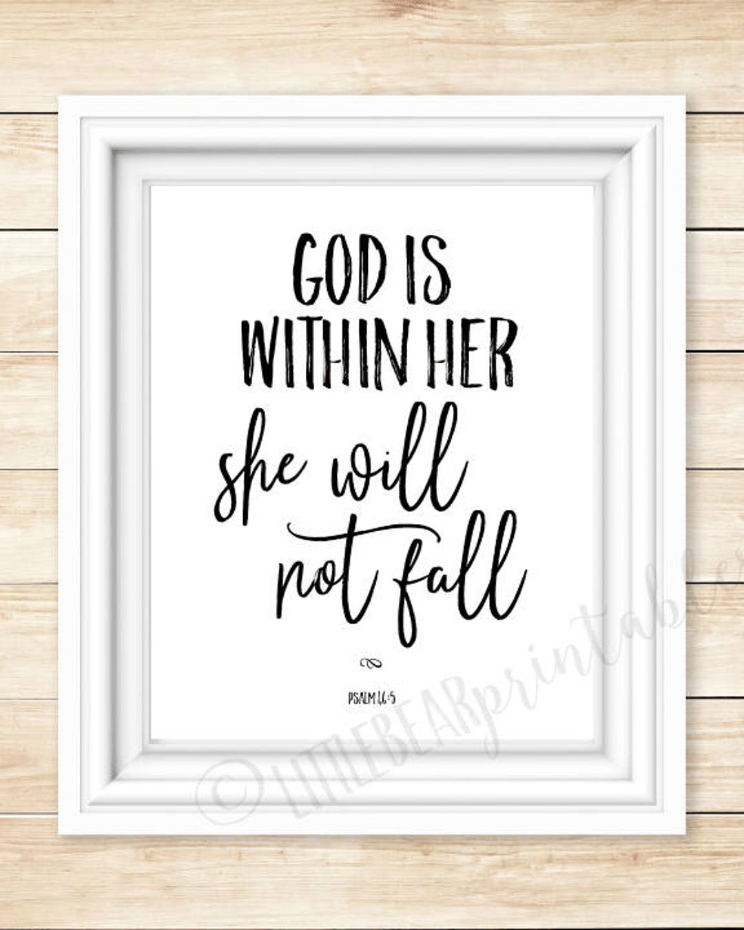 God is Within Her She Will Not Fall, Bible Verse Quote, Printable Wall ...
