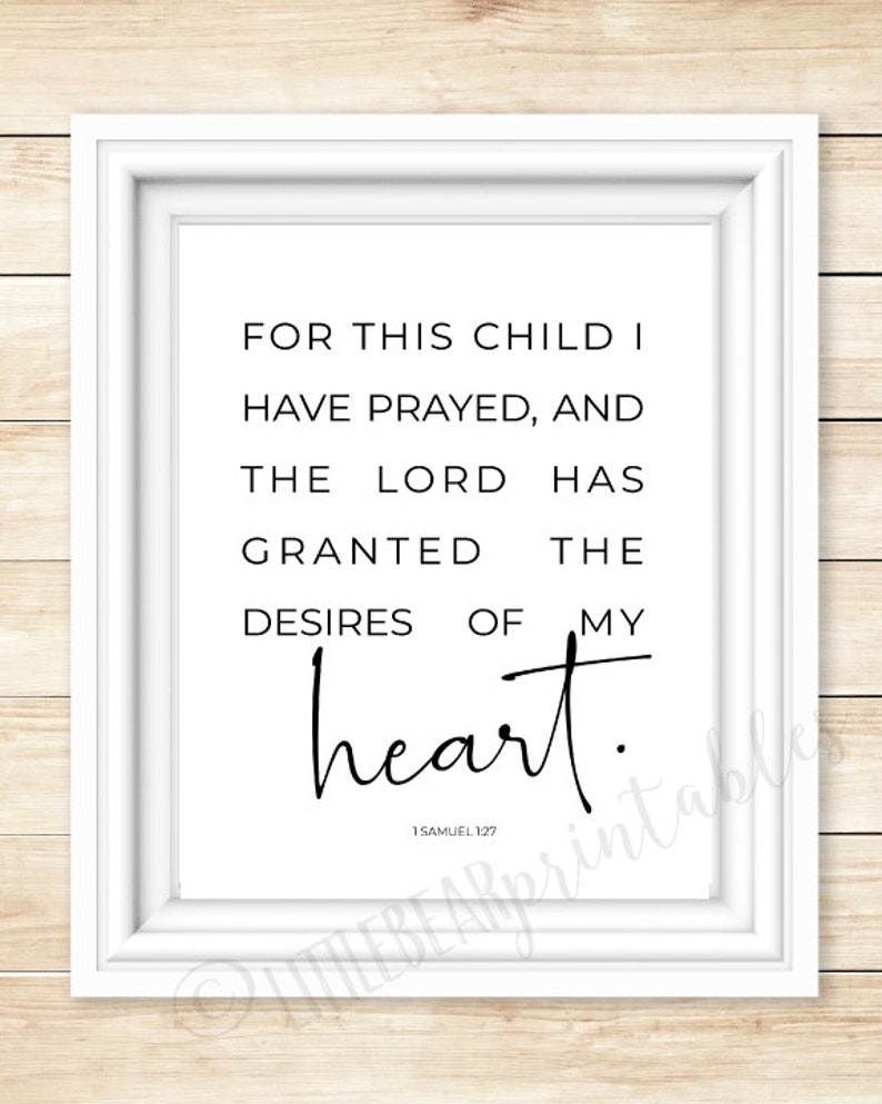 For This Child I Have Prayed Printable Nursery Wall Art the - Etsy