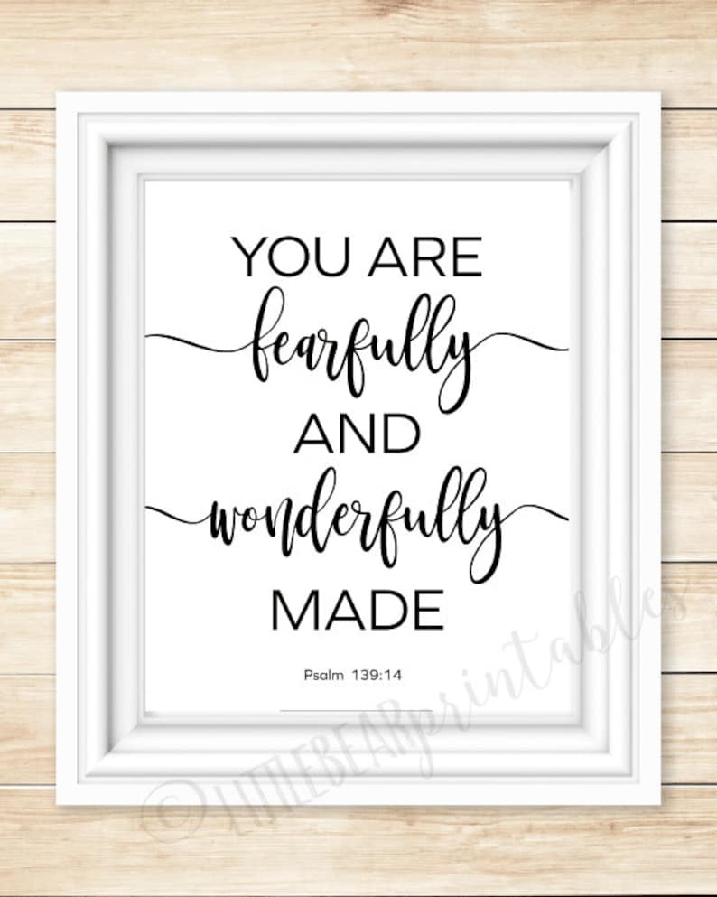 You Are Fearfully and Wonderfully Made Psalm 139:14 Printable - Etsy