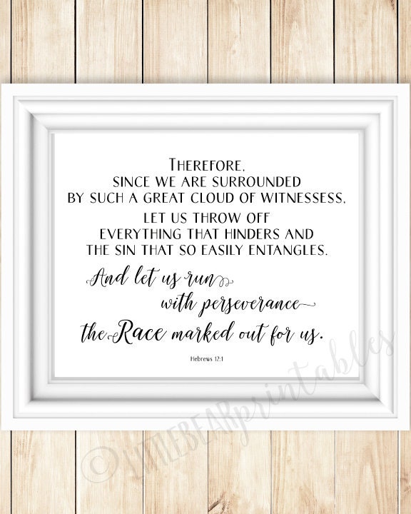 Printable Verse, Surrounded by a Cloud of Witnesses, Run the Race ...