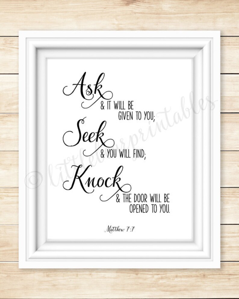 Ask Seek Knock Matthew 7 7 8 Bible Verse Printable Etsy