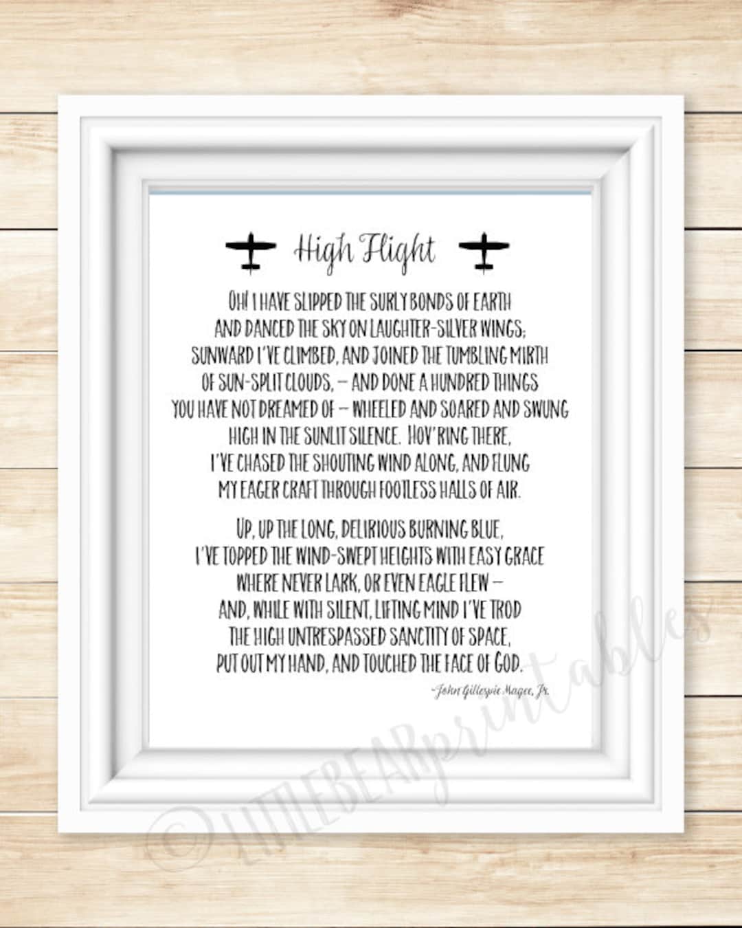 Aviation Quote Print: High Flight Poem for Pilot (digital Download) - Etsy