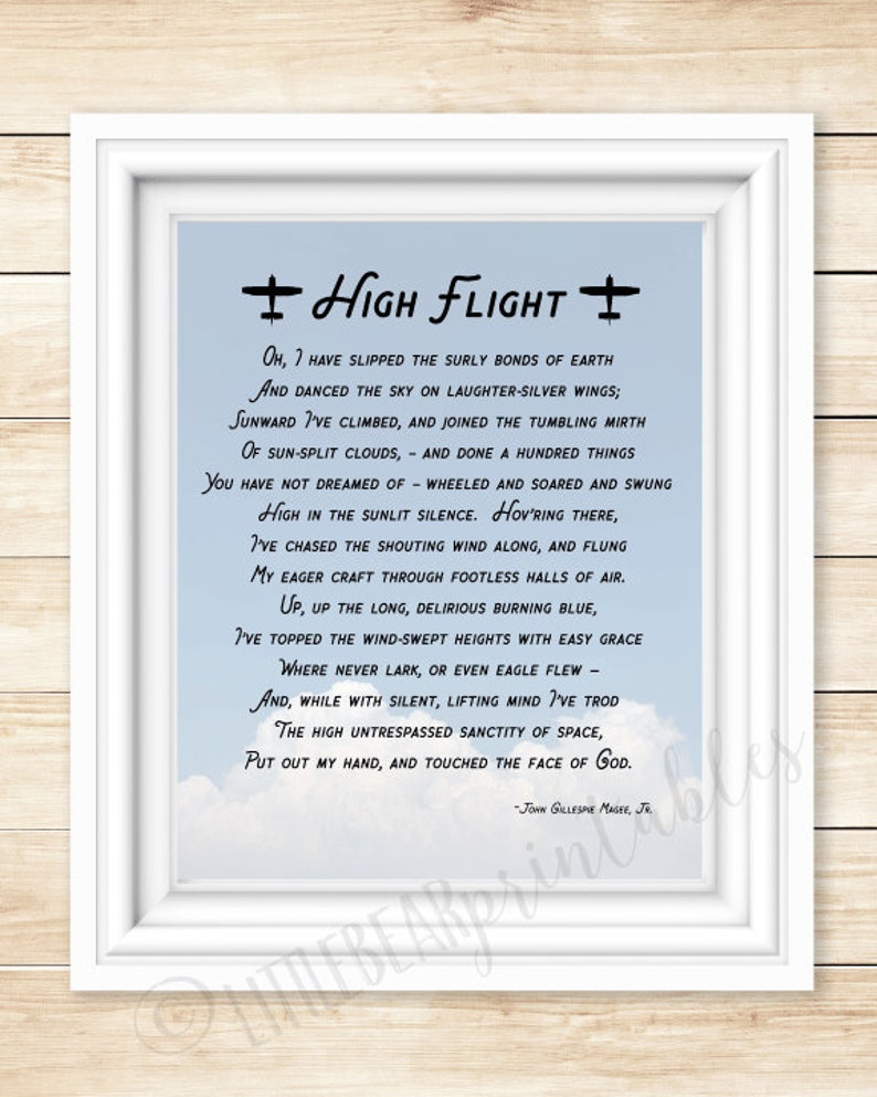 Aviation Quote, Printable Wall Art, High Flight Printable Poem, Oh I ...