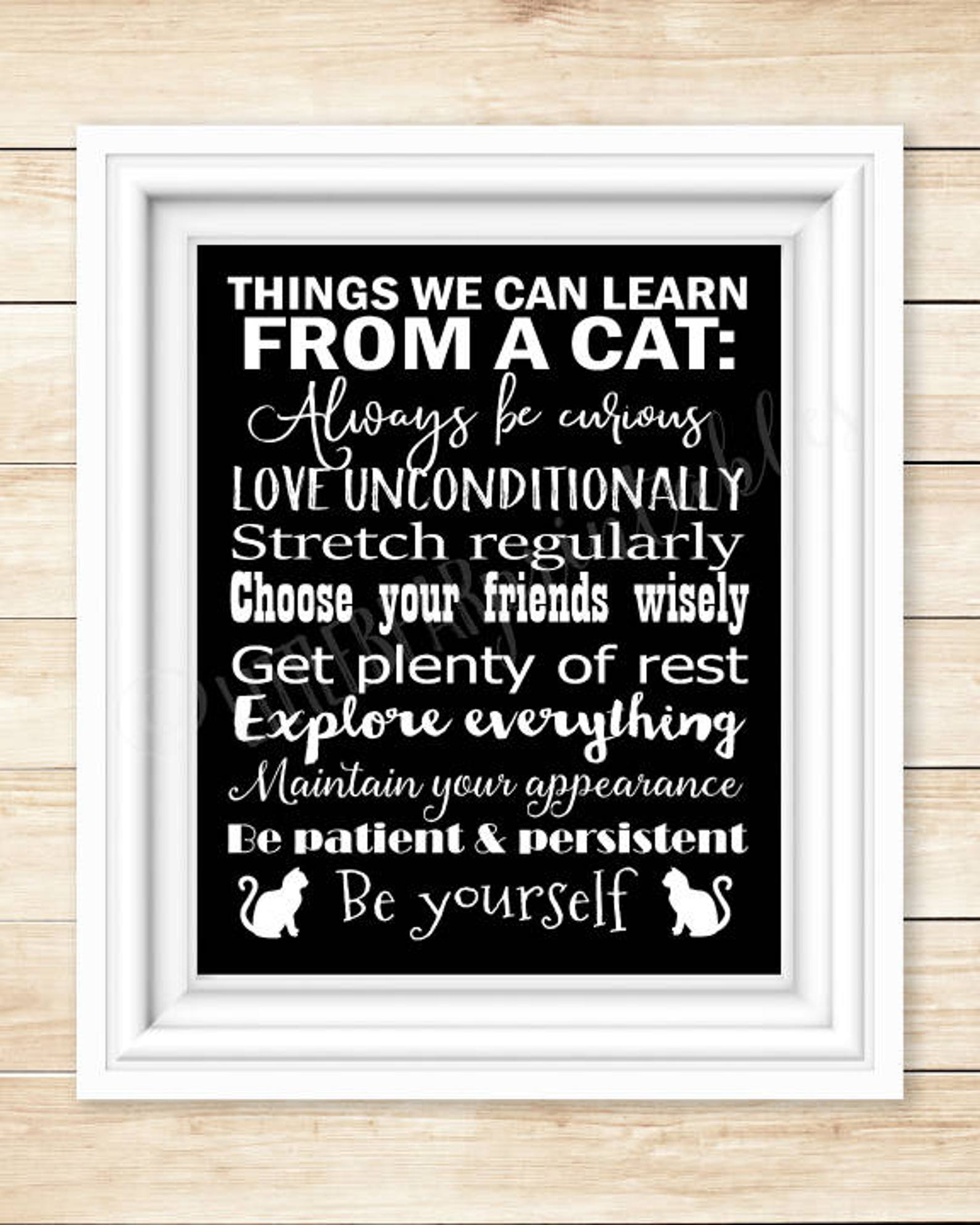 Things We Can Learn From a Cat List, I Love My Cat, Home Decor, Gift ...