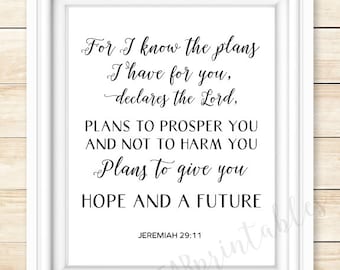 Jeremiah 29:11. for I Know the Plans. Bible Verse. Hope and - Etsy