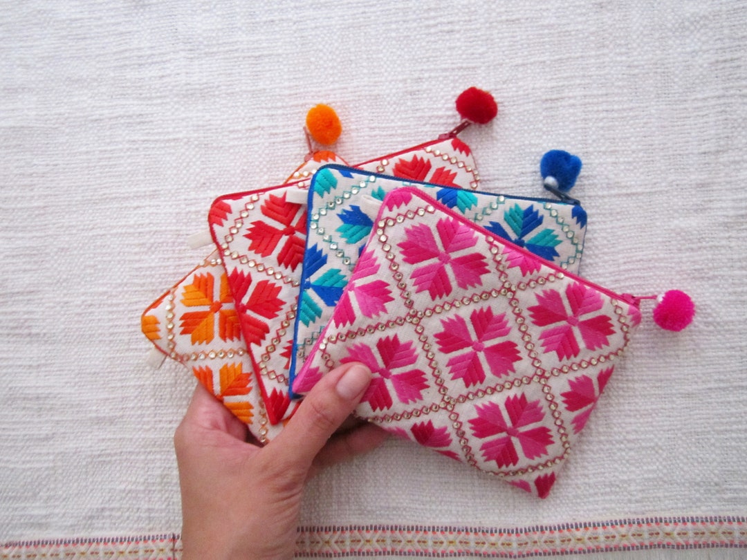 Hand Crafted Embroidered Coin Pouch - Etsy