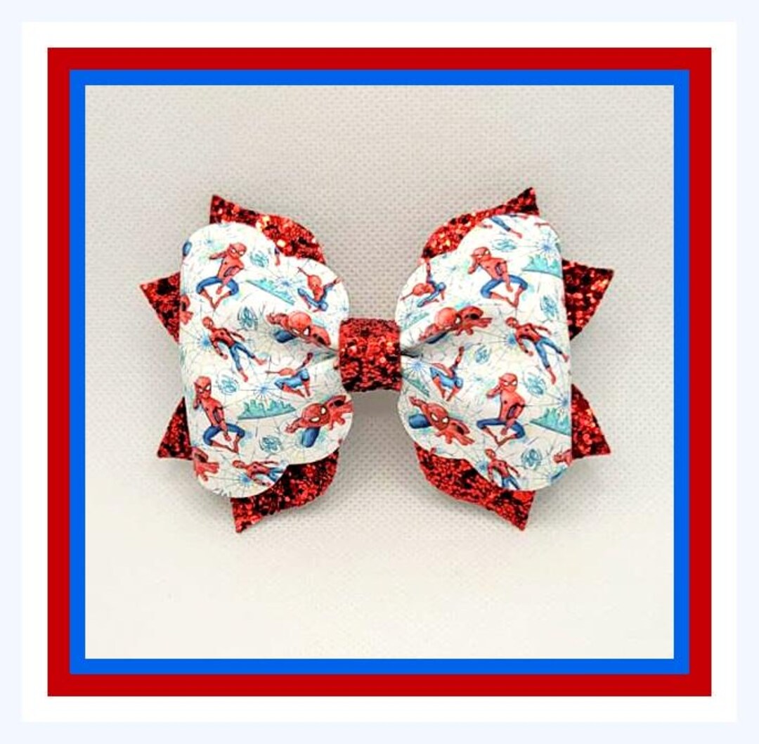 Spiderman Hair Bow, Superhero Ribbon Clip - Etsy