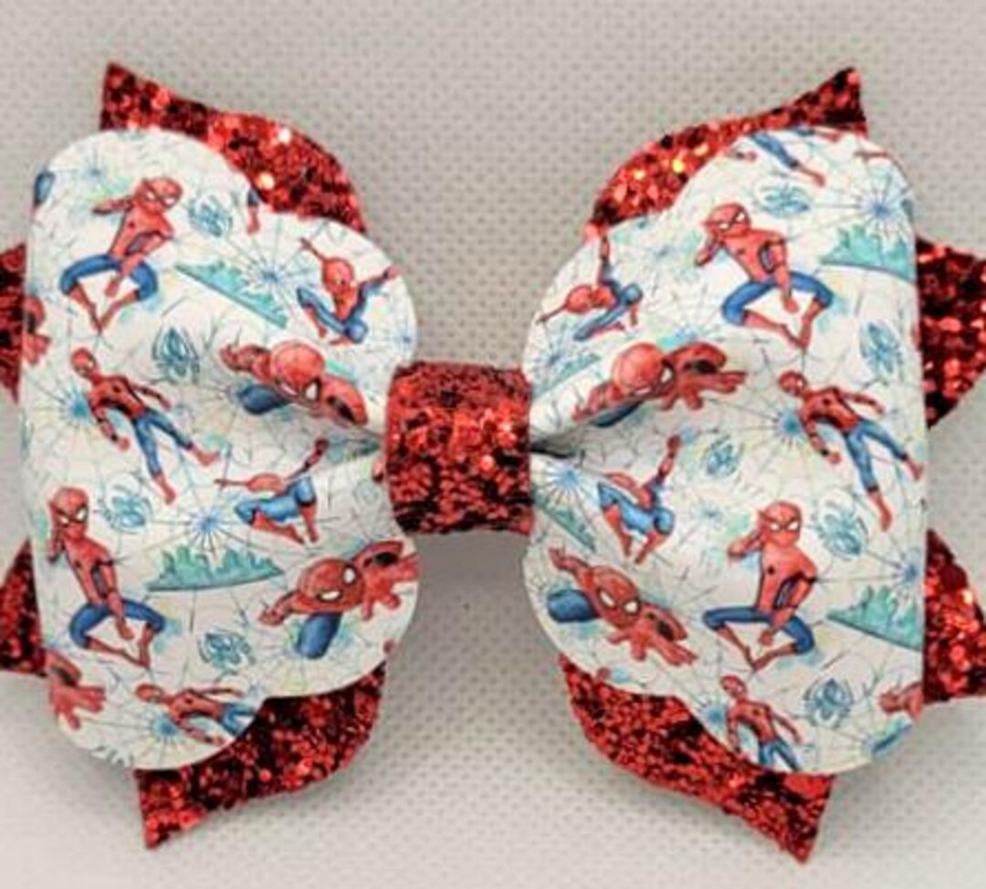 Spidey Bow....spidey Hair Bow...peter Parker Bow...marvel Inspired Bow ...