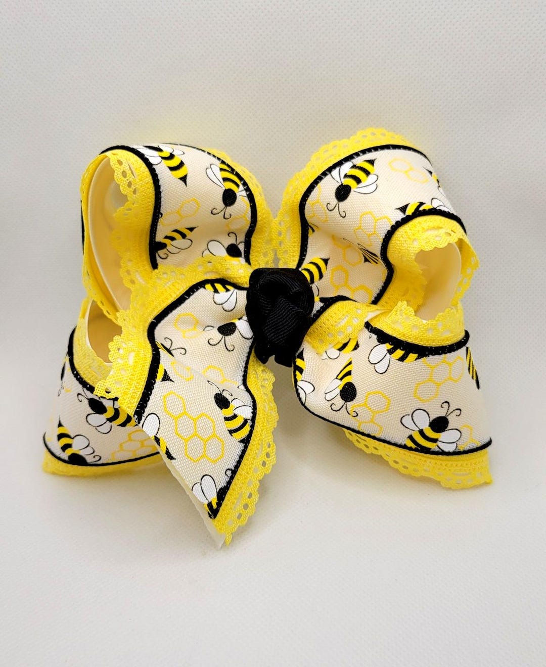 Bumblebee Hair Bow: Yellow Lace Edge, Spring Summer Clip - Etsy
