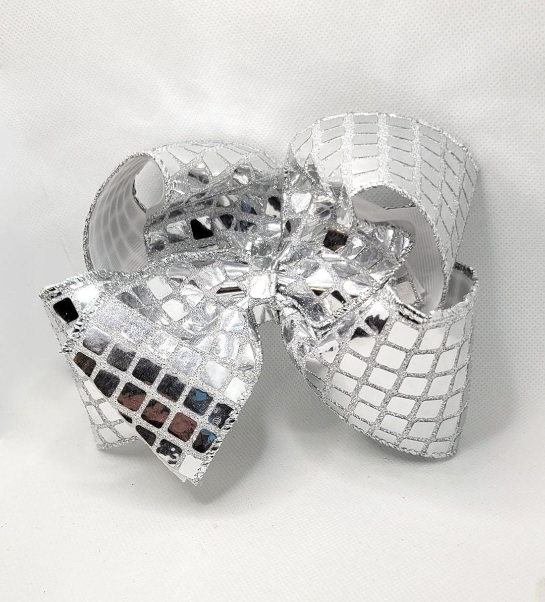 Disco Ball Bow: Reflective Silver Ribbon Hair Bow - Etsy