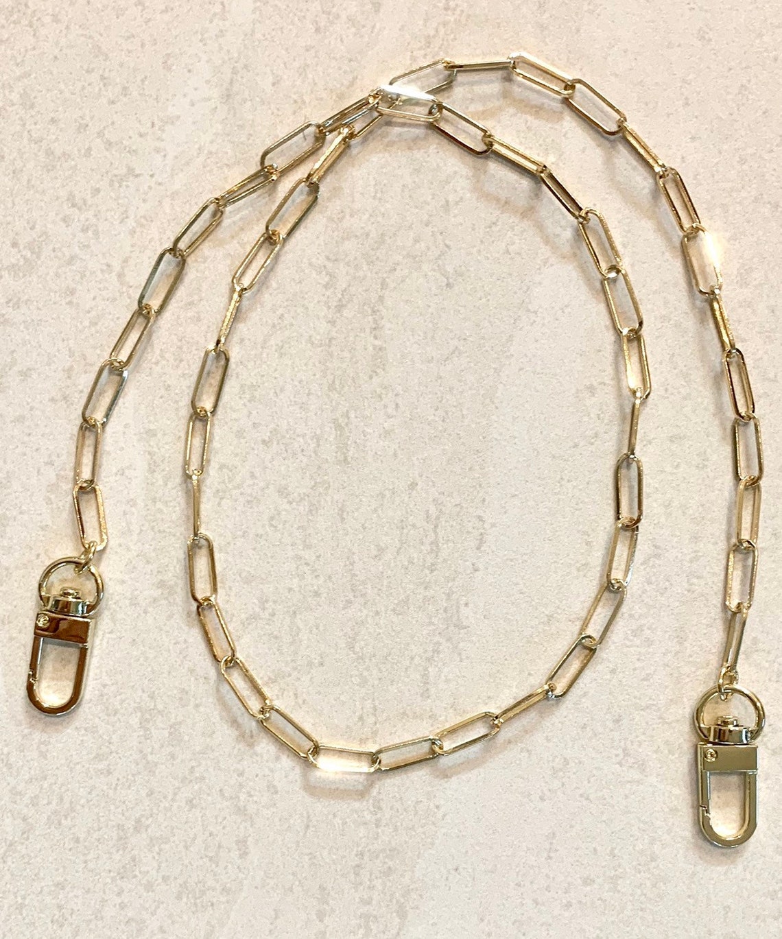 High Quality, Fine Gold Paper Clip Chain, Facemask Chain, Lightweight ...