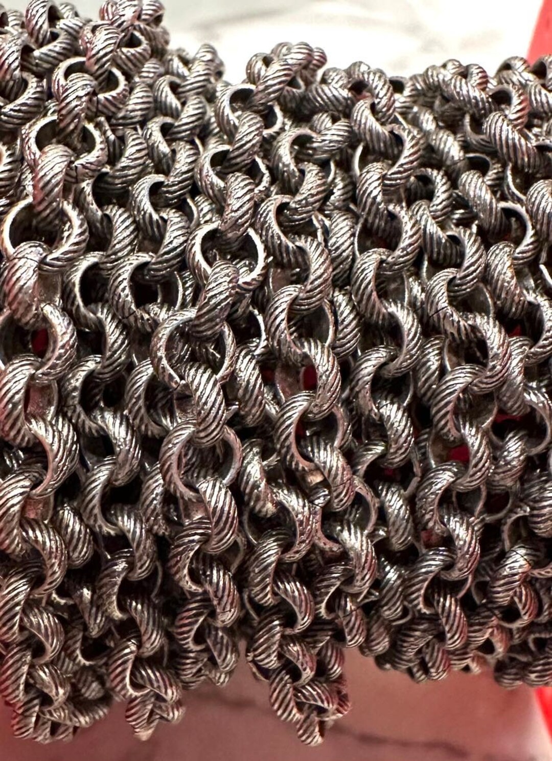 Antique Silver Designer Etched Rolo Design Chain – – – per Foot - Etsy