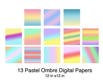 Pastel Ombre Digital Paper Rainbow Pastel Gradient - Etsy