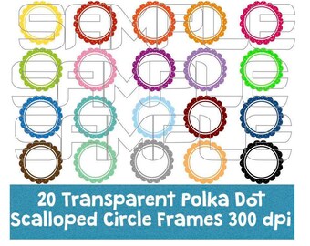 Scalloped Circle Frames Clipart Scallop Circle Clip Art | Etsy