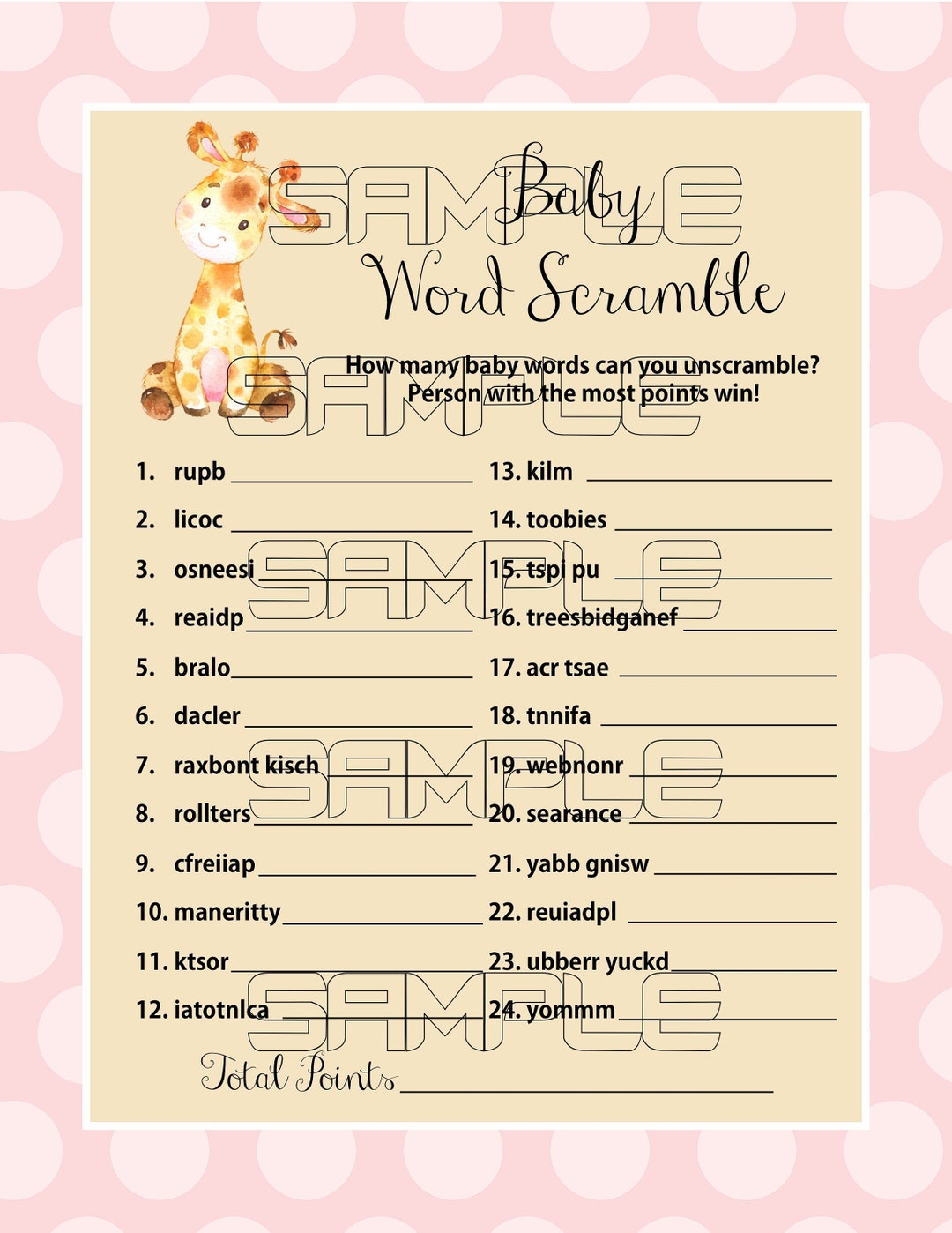 Giraffe Baby Shower Games, Giraffe Baby Shower, Pink Brown Baby Shower ...