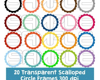 Scalloped Circle Frames Clipart Instant Download Commercial Use Clip ...
