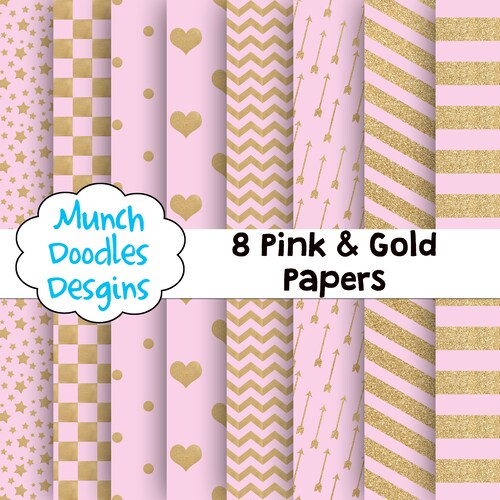 Pink and Gold Glitter Digital Paper Seamless Gold Glitter - Etsy
