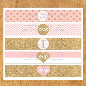 Pink and Gold Water Bottle Labels, Gold Glitter Water Bottle Labels ...