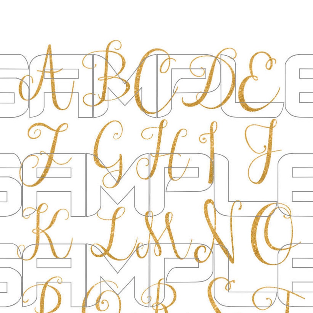 Digital Gold Cursive Alphabet Clipart, Letter Glitter Clipart, Alphabet ...