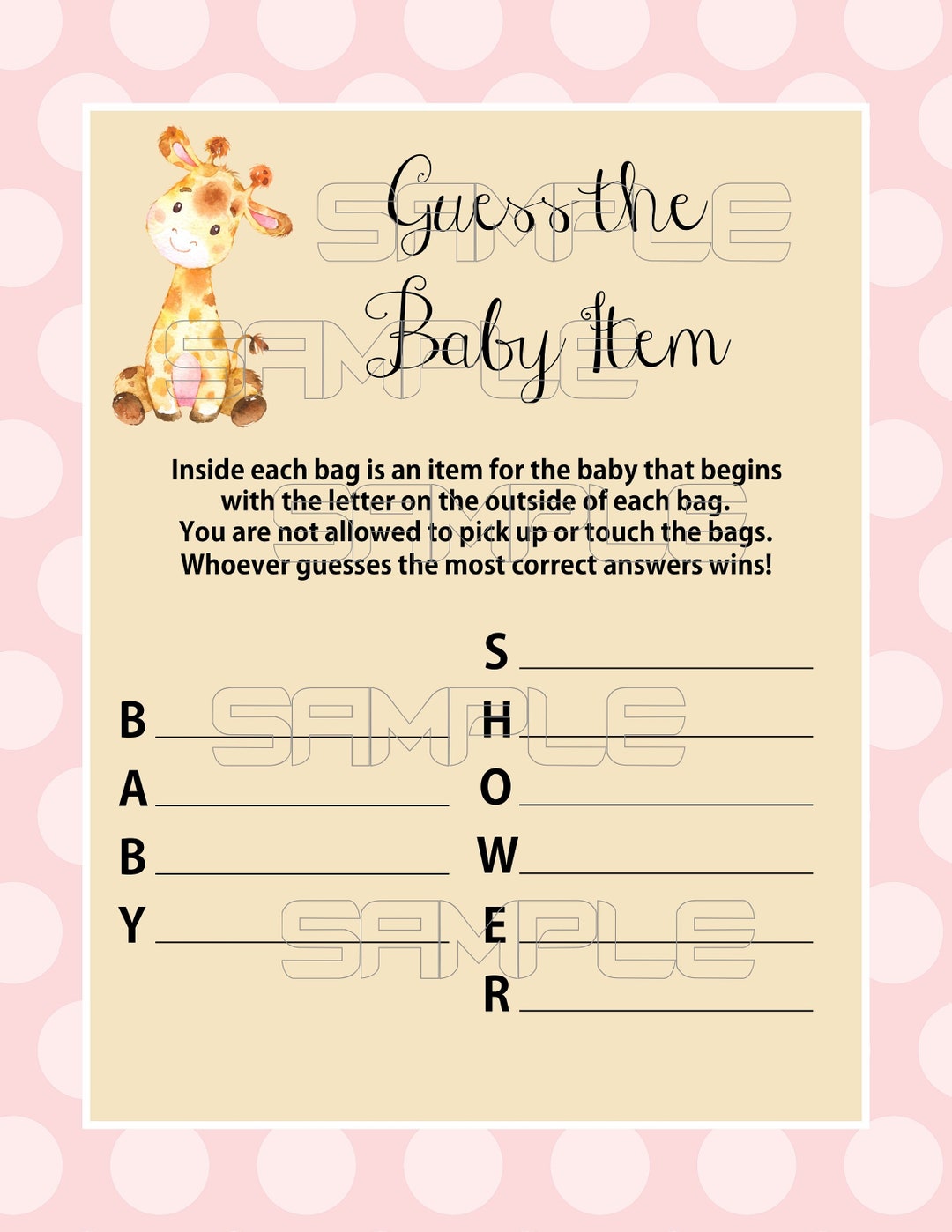 Giraffe Baby Shower Games, Giraffe Baby Shower, Pink Brown Baby Shower ...