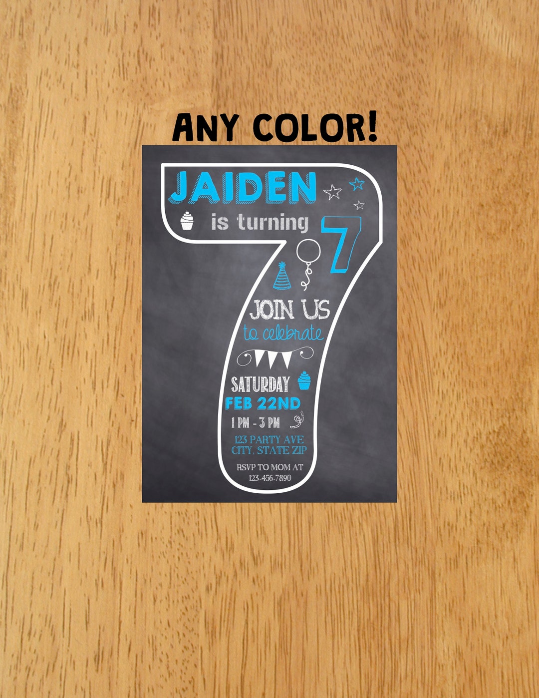 Seventh Birthday Invitation, 7th Birthday Invitation, Boy Birthday ...