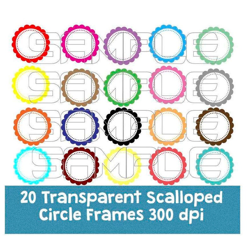 Scalloped Circle Frames Clipart Scallop Circle Clip Art - Etsy