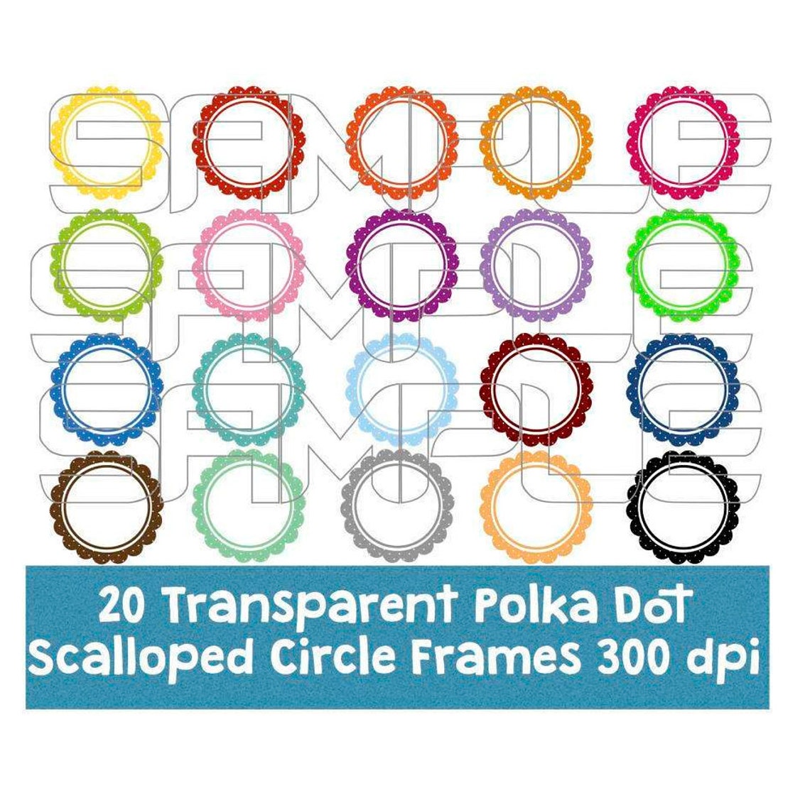 Polka Dot Scalloped Circle Frames Clipart Polka Dot Scallop | Etsy