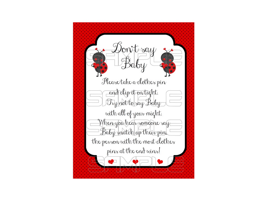 Don't Say Baby Game,ladybug Baby Shower Games, Ladybug Baby Shower ...
