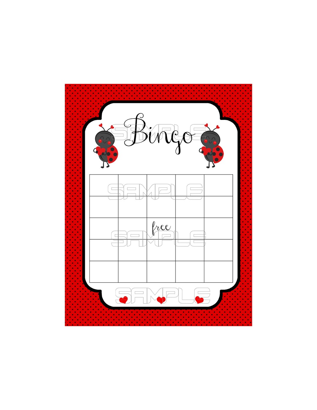 Lady Bug Bingo Baby Shower Game, Ladybug Baby Shower Games, Ladybug ...