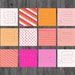 Pink and Orange Digital Papers, Pink Orange White Paper, Scrapbooking ...
