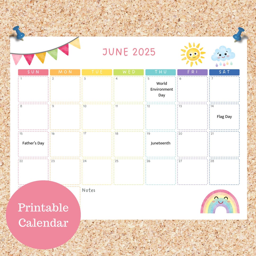Oli Kids Co June 2025 Printable Calendar, Downloadable Calendar, Cat ...