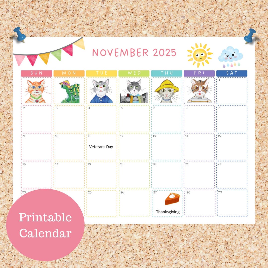 Oli Kids Co November 2025 Printable Calendar, Downloadable Calendar ...